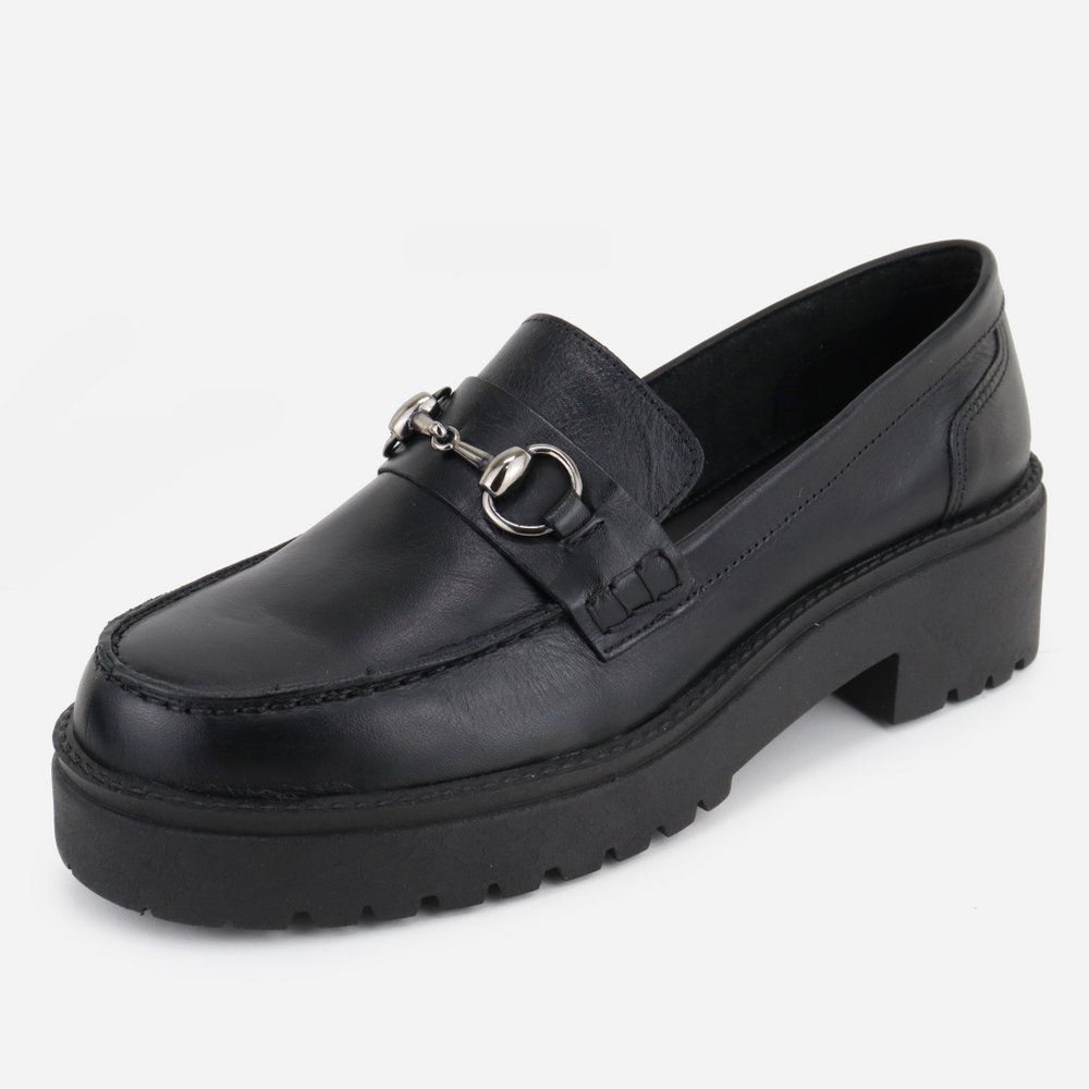 Mocassim Feminino Bridão Couro Stela Preto | Maria Paula Store