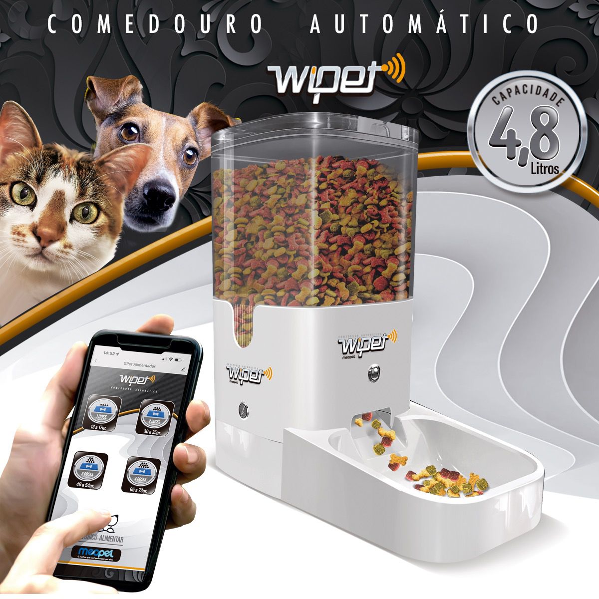 Alimentador Comedouro Automático Cães Gatos Pet Wi-fi Mecpet | MecPet