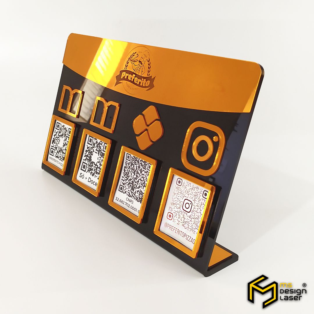 Placa QR Code Mod1 4QRs - MS Design Laser