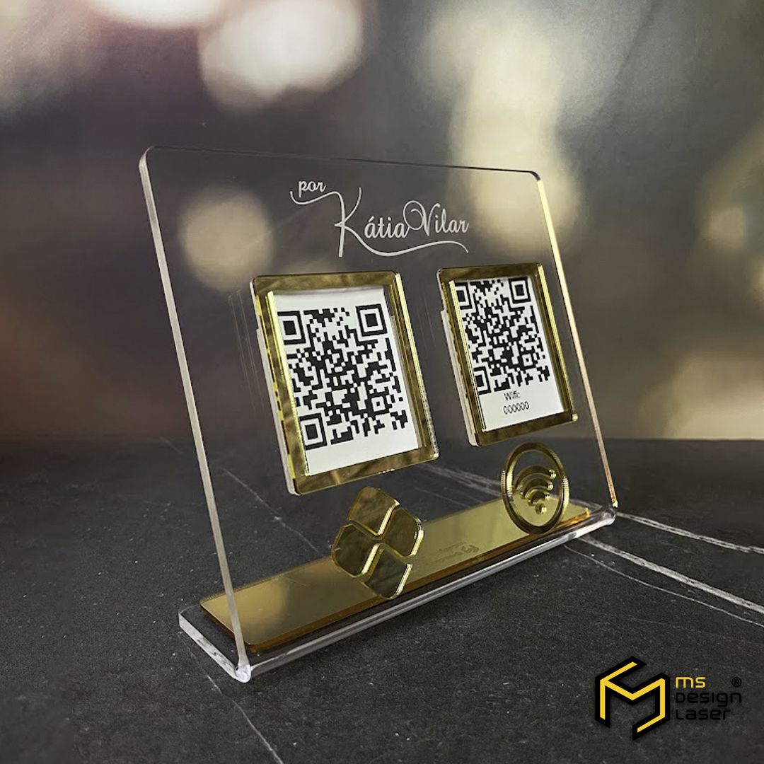 Placa QR Code Mod3 2 QRs - MS Design Laser