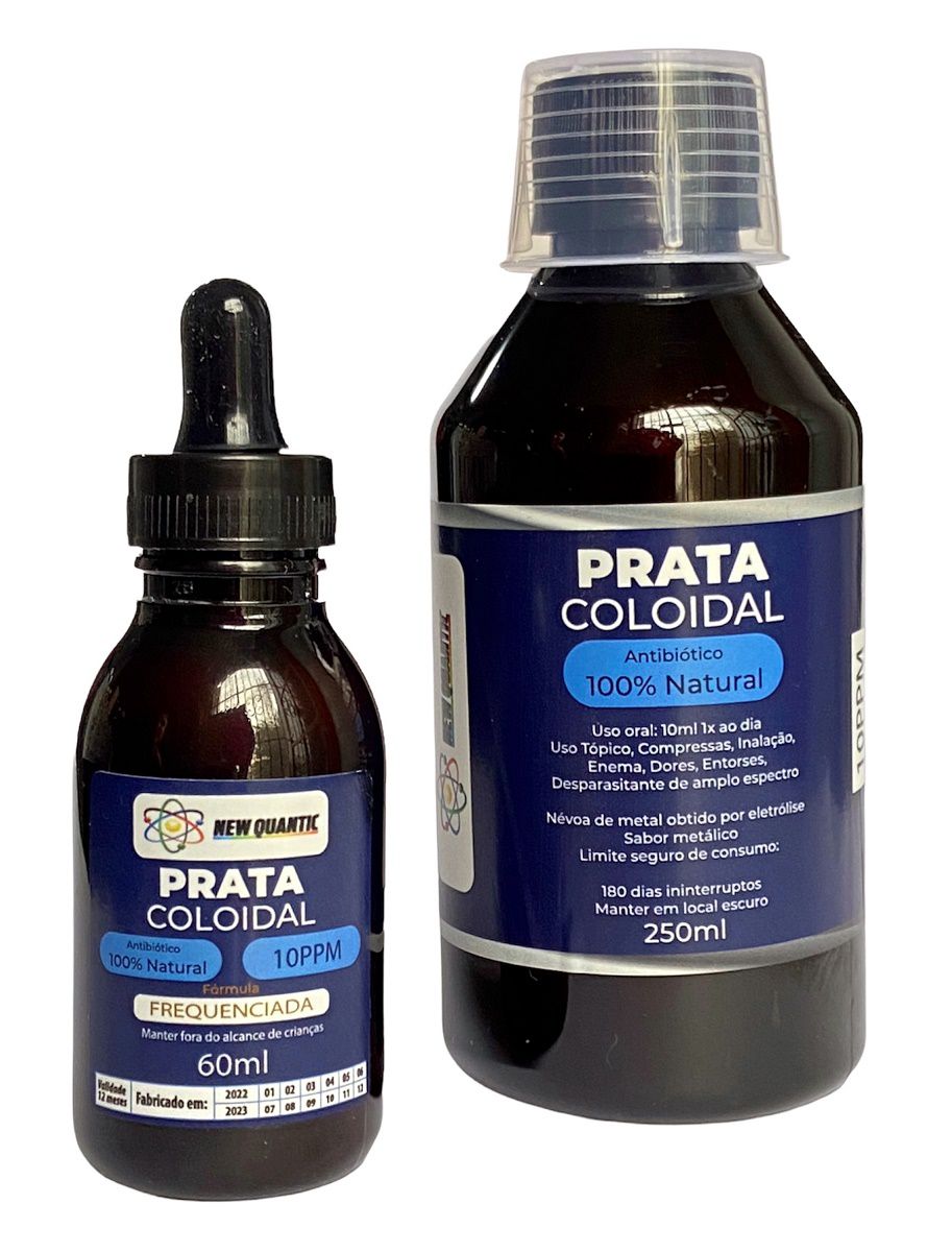 Kit com 1 Prata coloidal New Quantic Frequenciada 250ml + 1 Prata ...