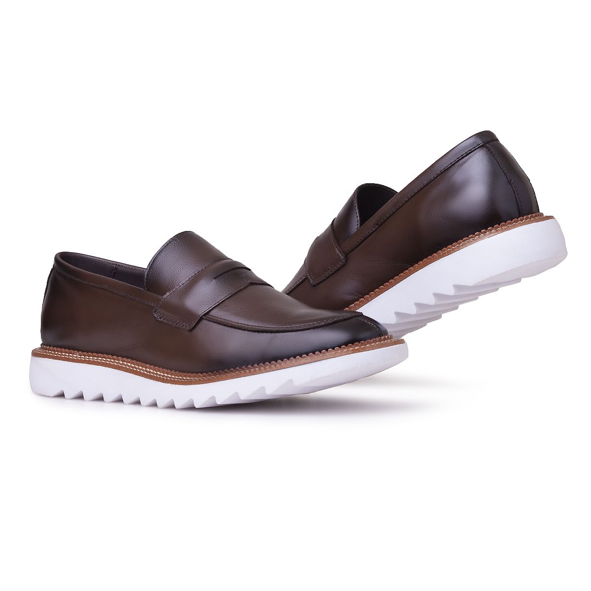 Sapato Casual Masculino Loafer Em Couro Italy Premium - Café | NINE4 STORE