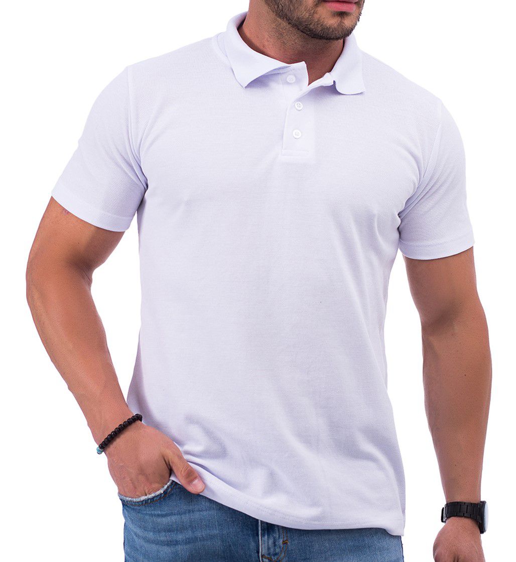 Camiseta Polo Masculina Algodão Básica Lisa Premium - Branca | NINE4 STORE