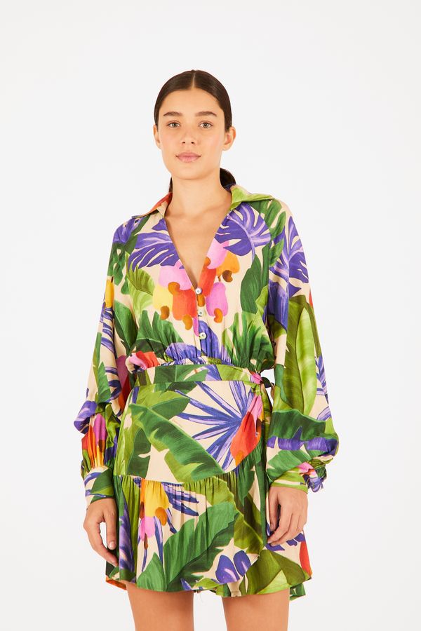 Vestido Curto Ml Floresta De Caju Farm | Ouseup Moda Feminina Multimarcas