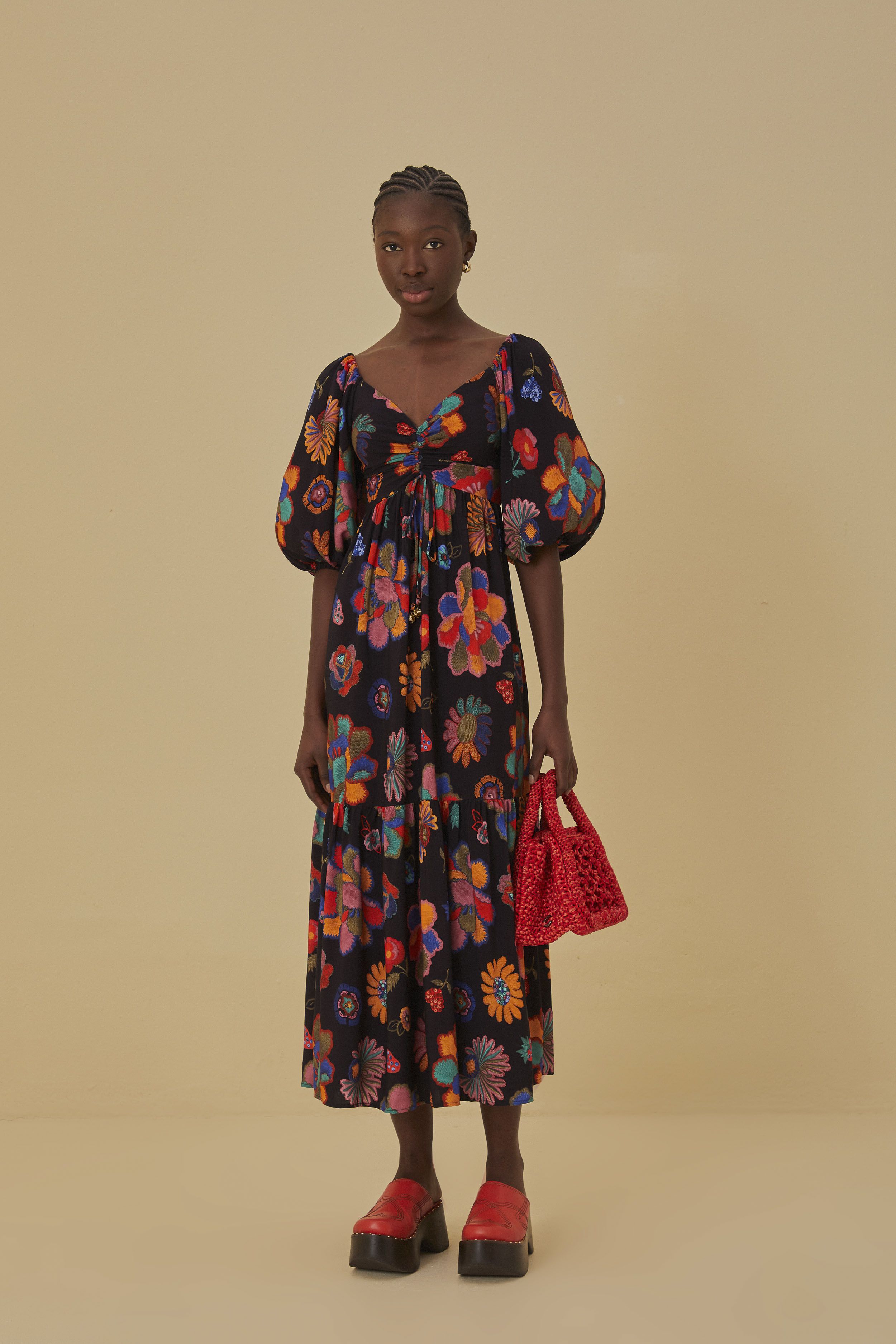 Vestido Longo Manga Lene Farm | Ouseup Moda Feminina Multimarcas