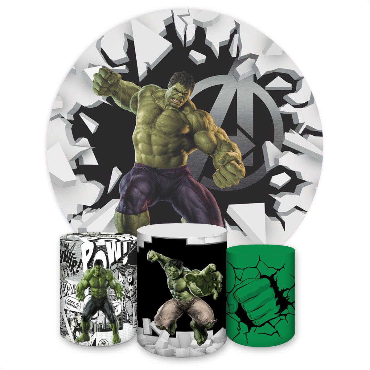 Capa Painel + Trio Capas Cilindros Sublimados Tema Hulk 251 | Painel ...