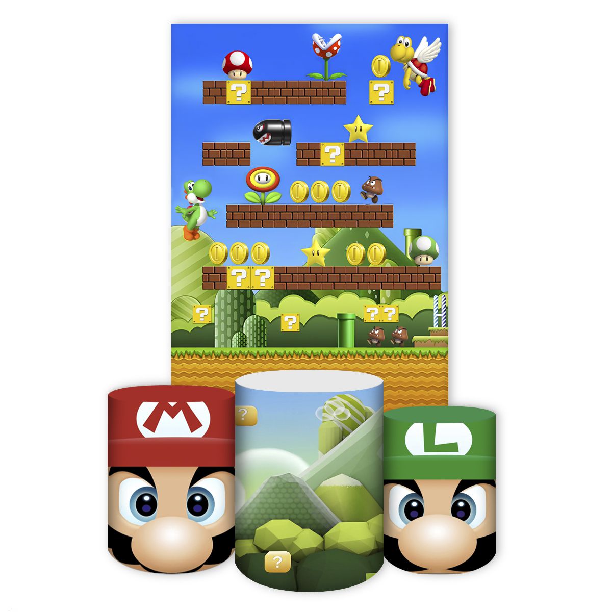 Capa Retangular + Trio Capas Cilindros Sublimados Tema Super Mario Bros ...