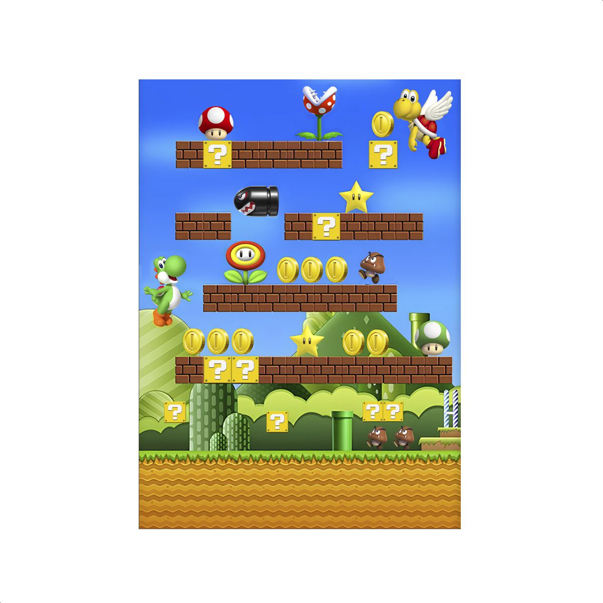 Capa Painel Retangular Sublimado Tema Super Mario 4107 | Painel Festivo
