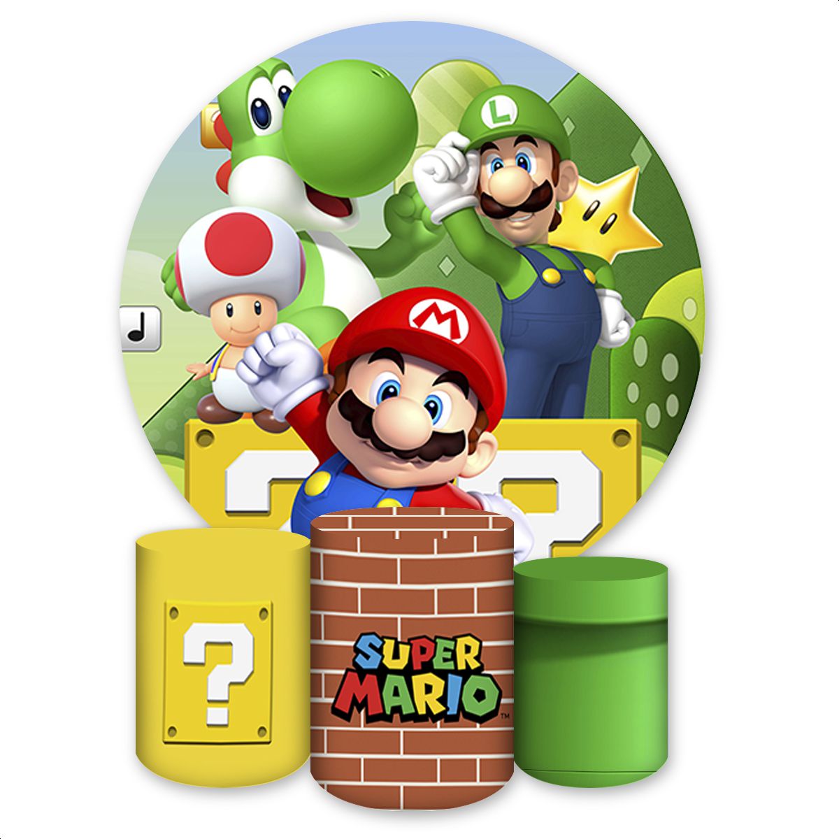 Capa Painel + Trio Capas Cilindros Sublimados Tema Mario Bros 6047 ...