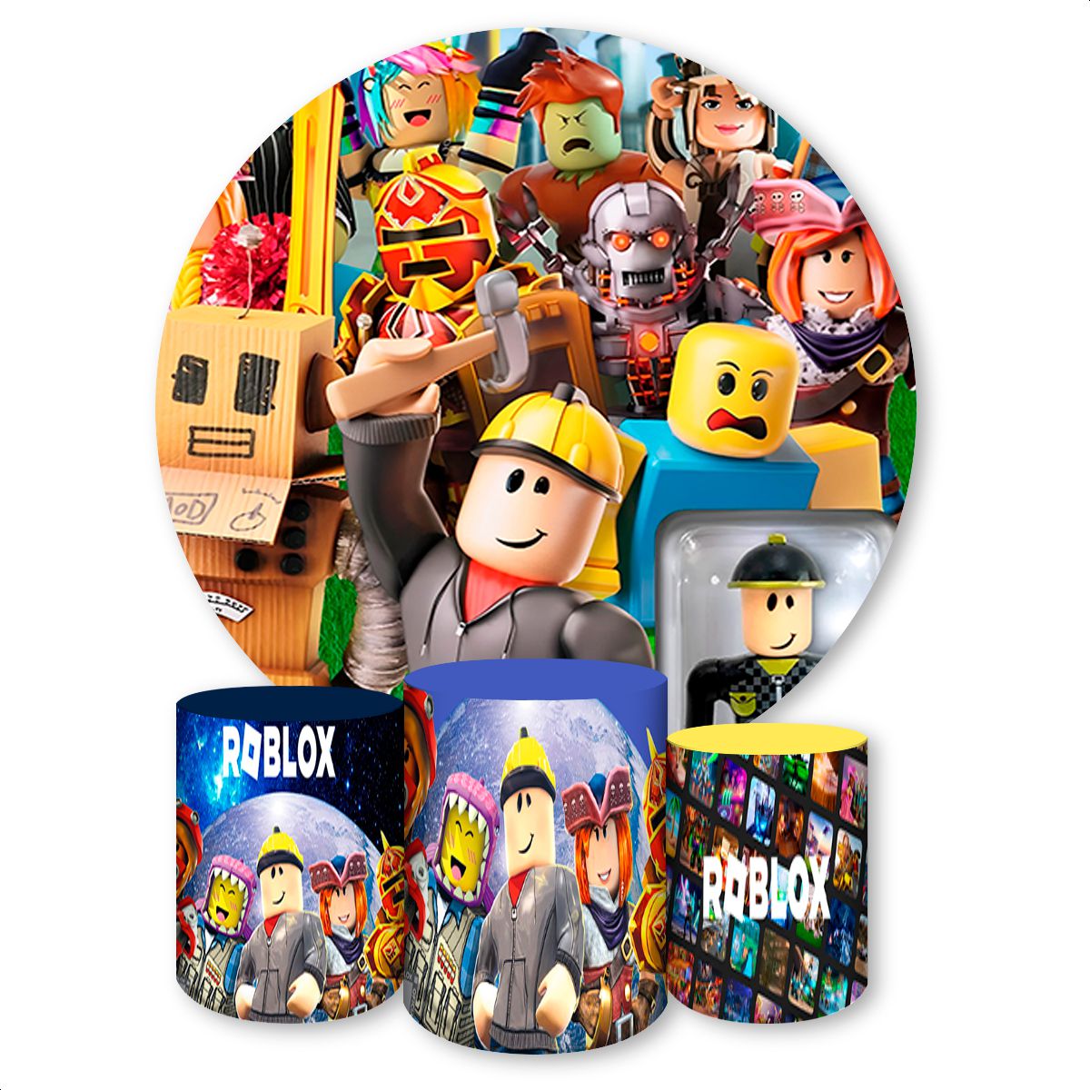 Capa Painel + Trio Capas Cilindros Sublimados Tema Roblox 913 | Painel ...