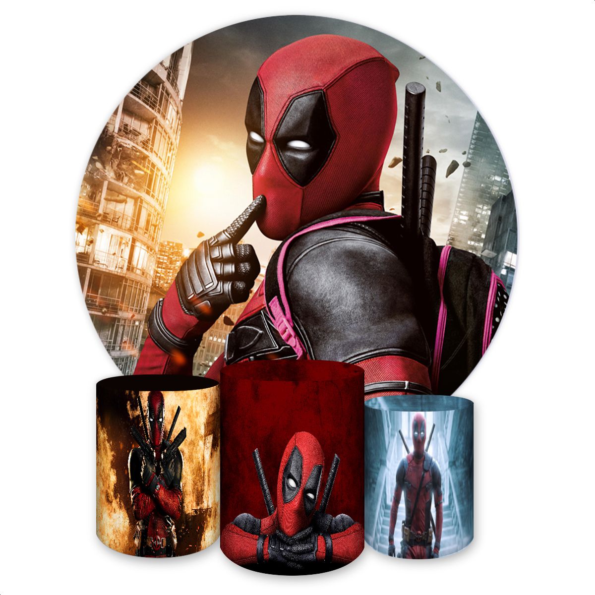 Capa Painel + Trio Capas Cilindros Sublimados Tema Deadpool 4001 ...