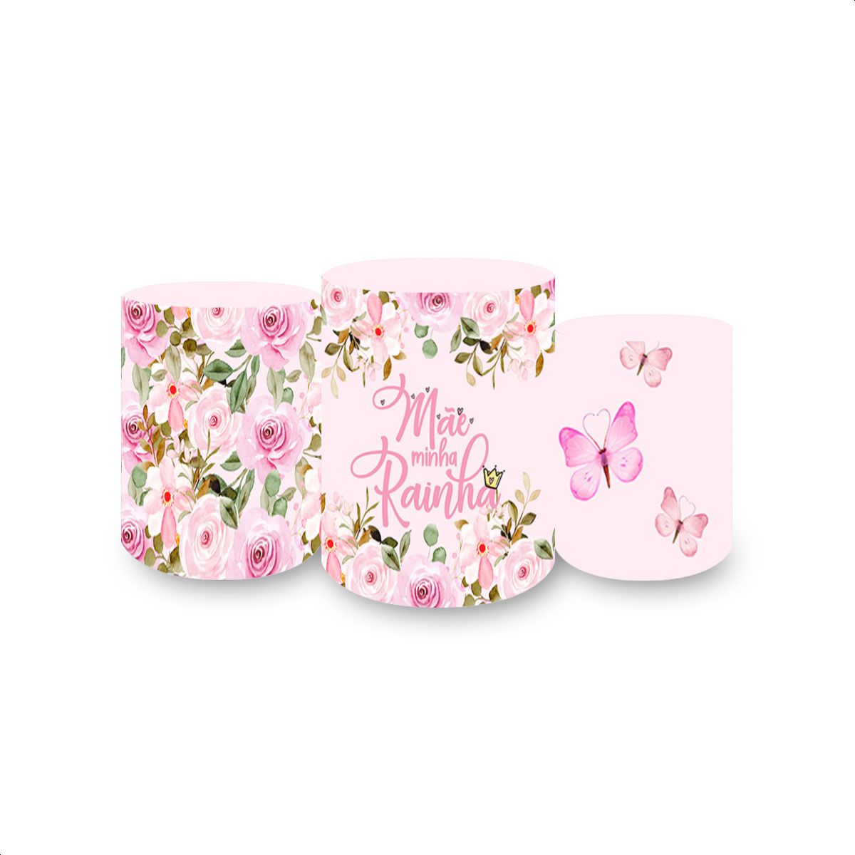 Trio Capas Cilindros Sublimados Tema Dia das Mães 956 | Painel Festivo