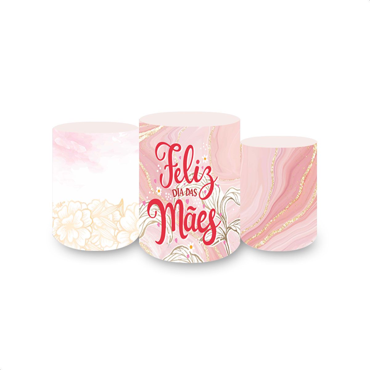 Trio Capas Cilindros Sublimados Tema Dia das Mães 957 | Painel Festivo
