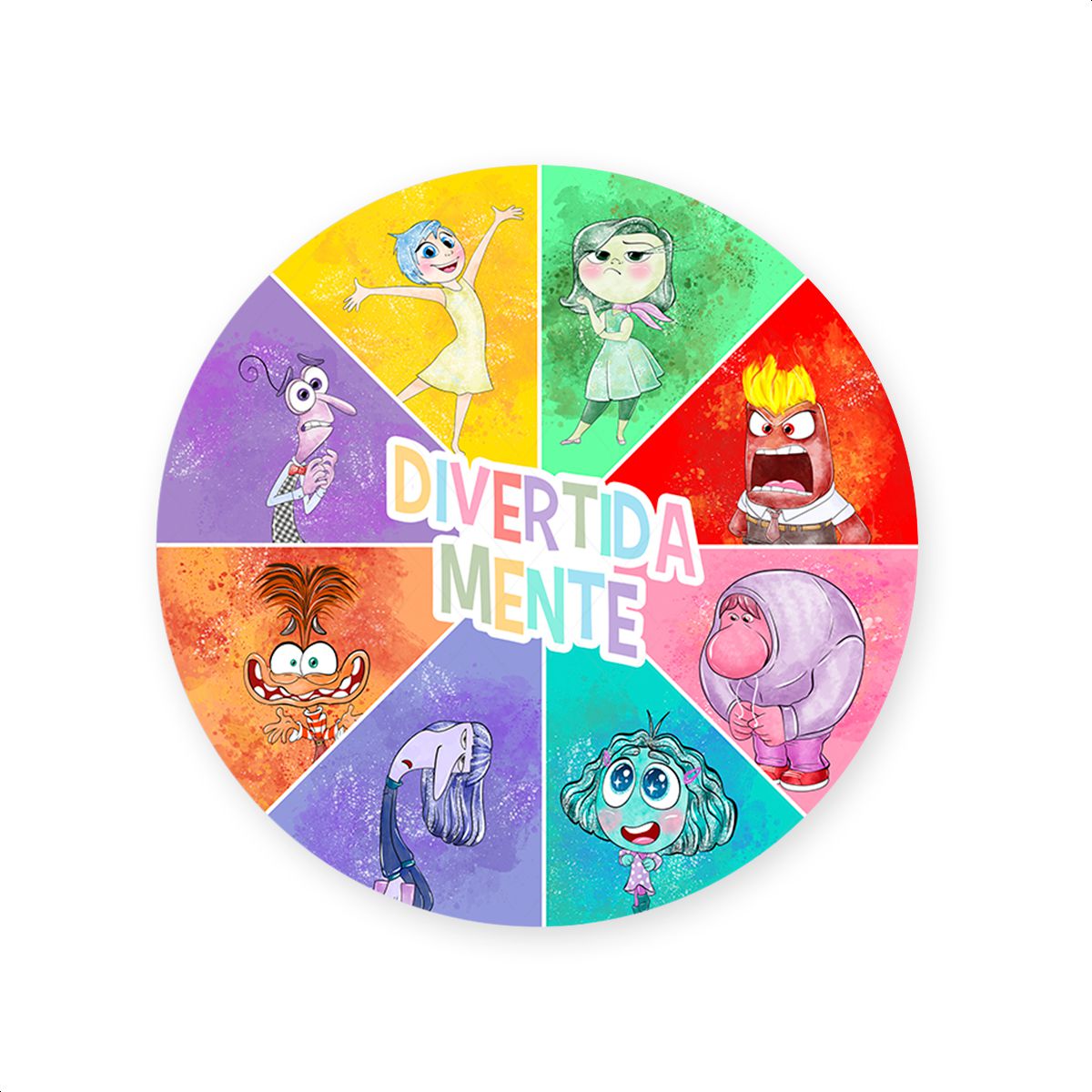 Capa Painel Redondo Sublimados Tema Divertida Mente Aquarelado giz 2043 ...