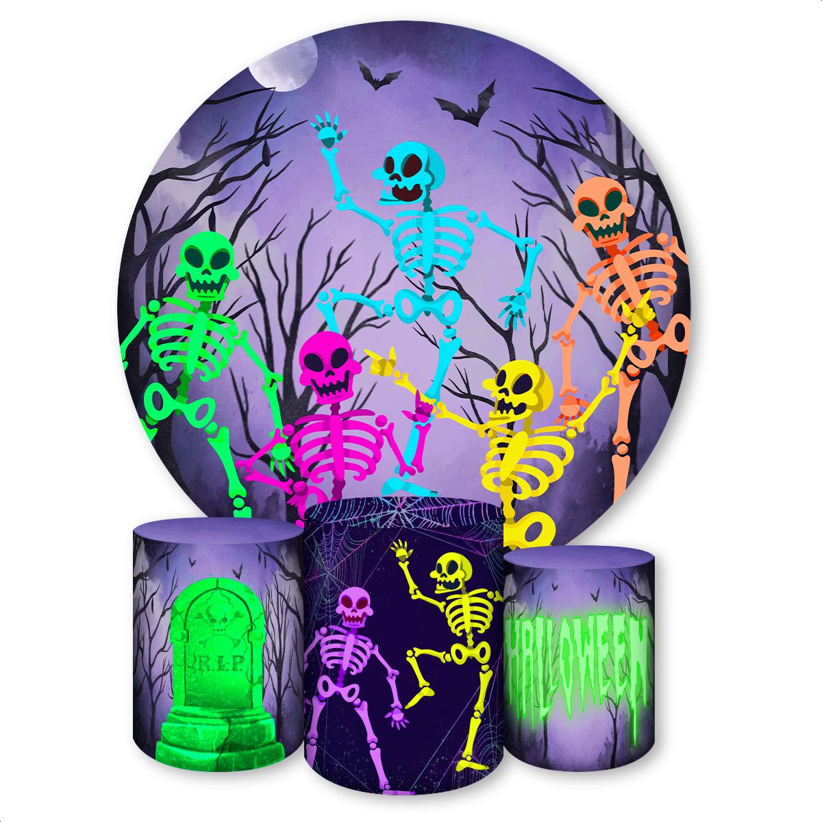 Capa Painel + Trio Capas Cilindros Sublimados Tema Halloween 2097 ...
