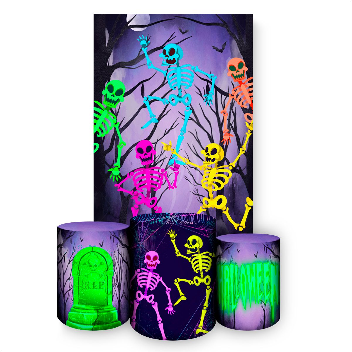 Capa Retangular + Trio Capas Cilindros Sublimados Tema Halloween 2097 ...