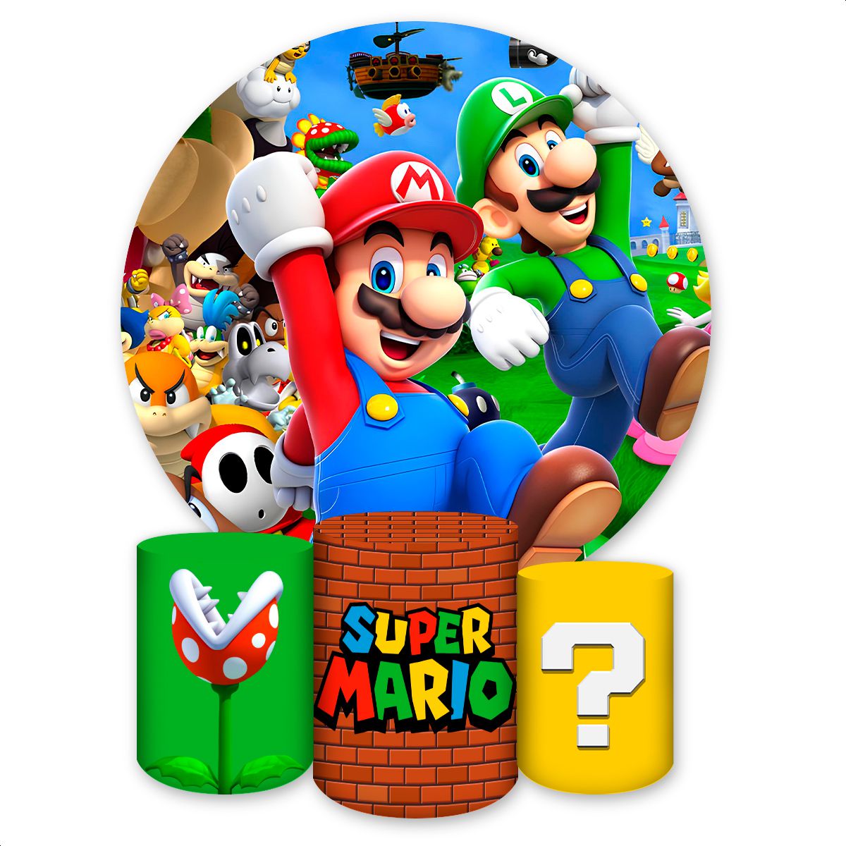 Capa Painel + Trio Capas Cilindros Sublimados Tema Mario Bros 3018 ...