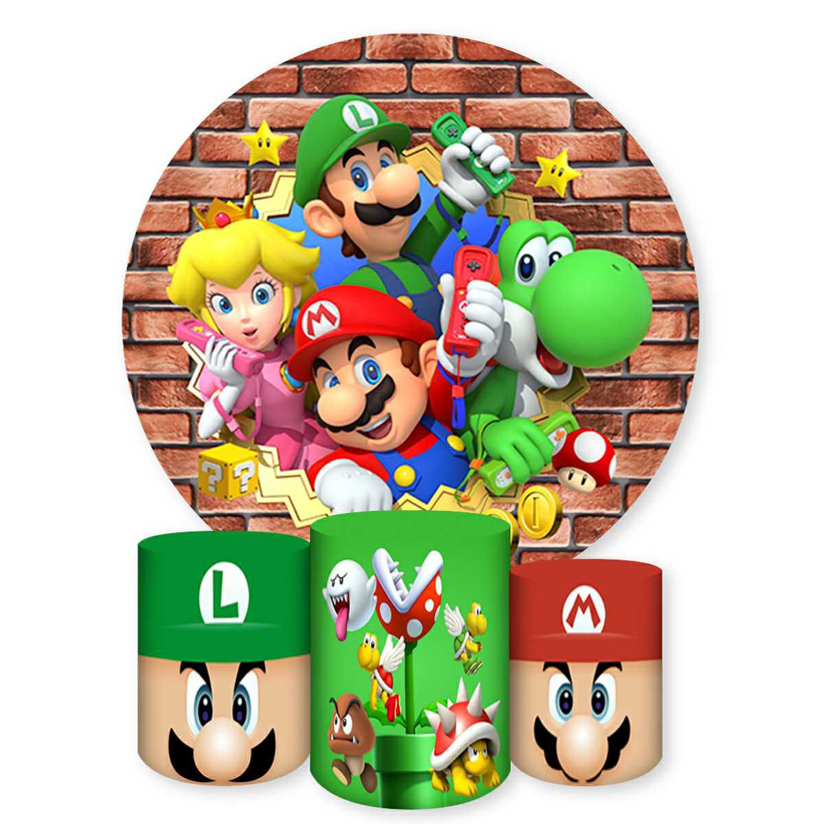 Capa Painel + Trio Capas Cilindros Sublimados Tema Mario Bros 740 ...