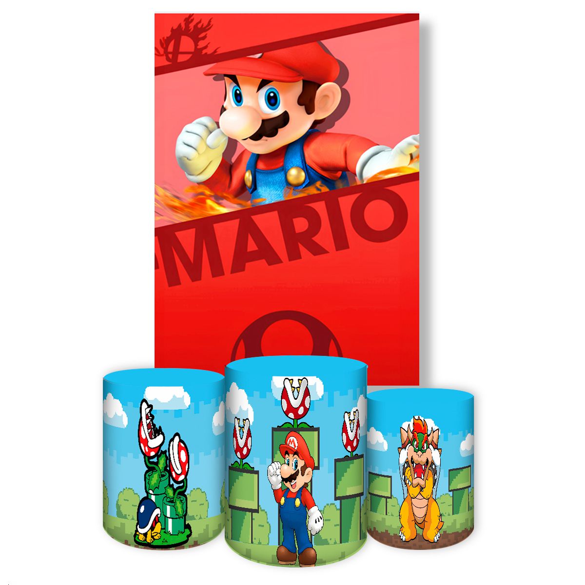 Capa Retangular + Trio Capas Cilindros Sublimados Tema Super Mario 4014 ...