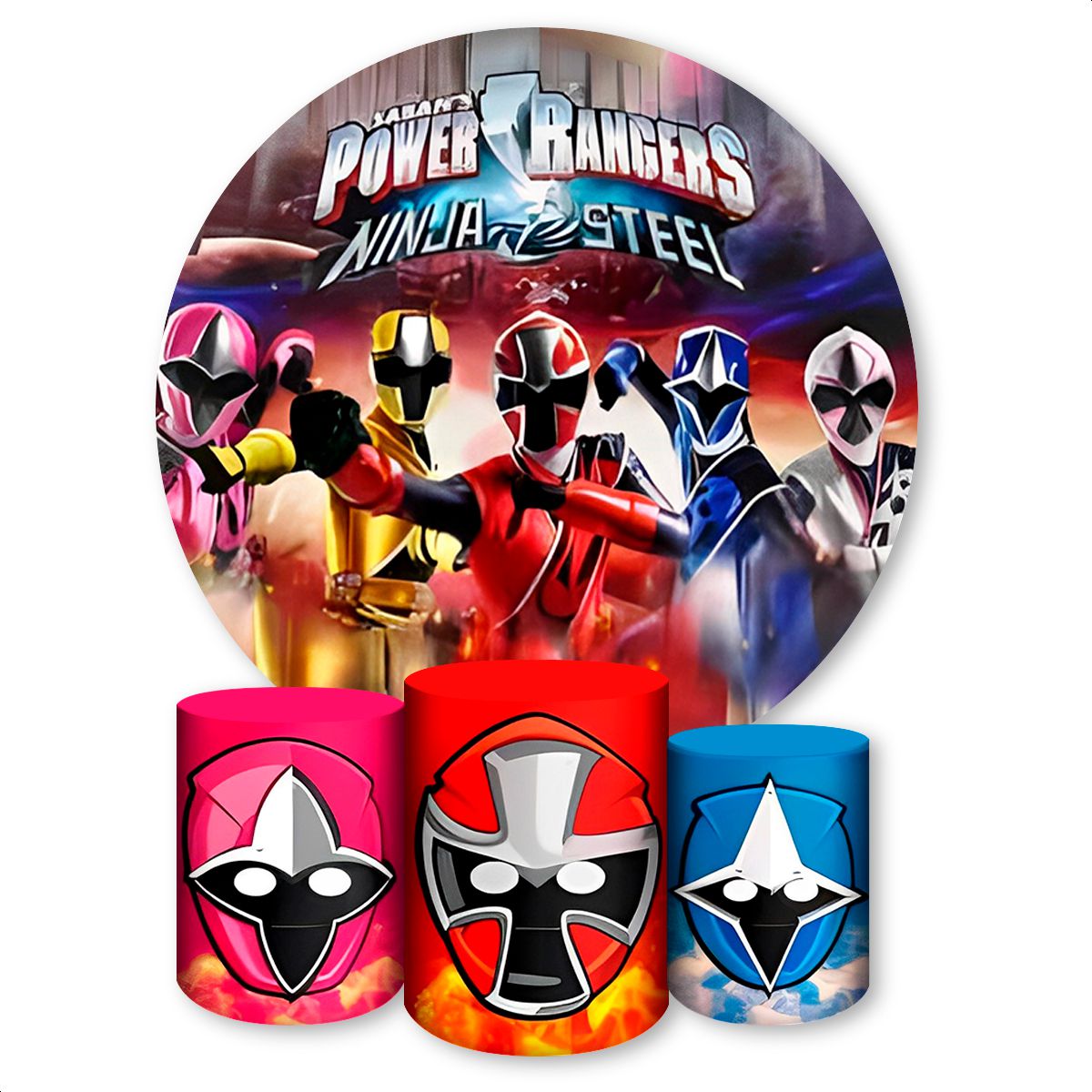 Capa Painel + Trio Capas Cilindros Sublimados Tema Power Rangers 1191 ...