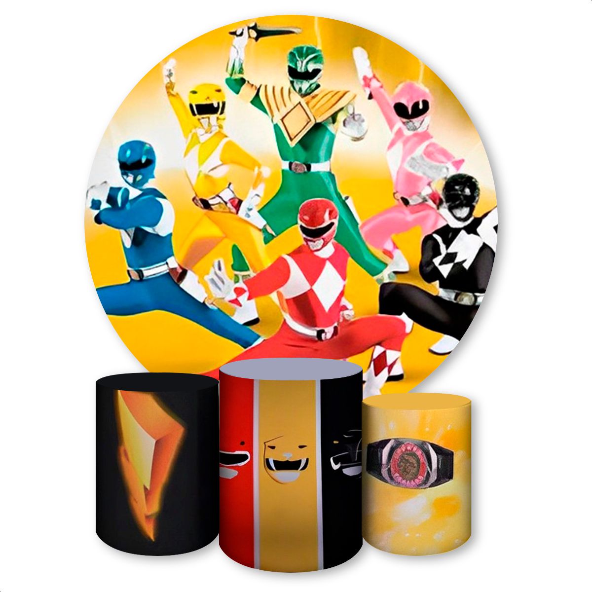 Capa Painel + Trio Capas Cilindros Sublimados Tema Power Rangers 1192 ...