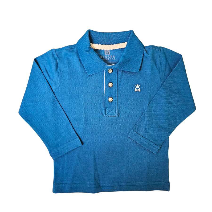 Polo Básica Infantil Manga Longa Azul Petróleo | Petit Papillon Bebê ...