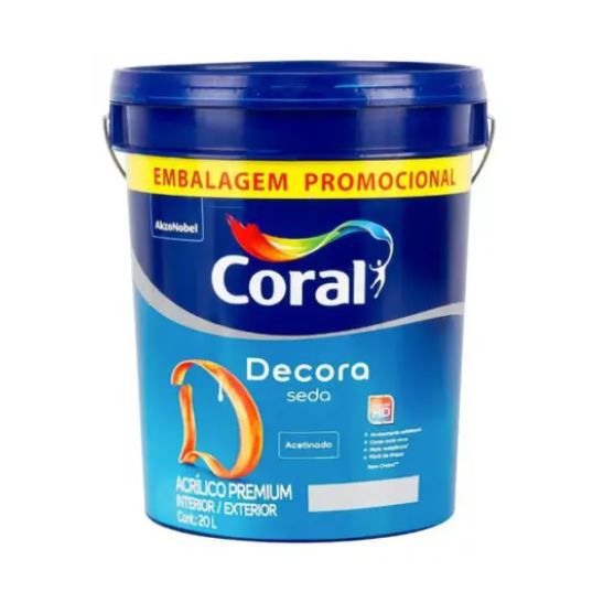 Tinta Acrílica Decora Seda Acetinado 20L Branco Coral | Petrotintas