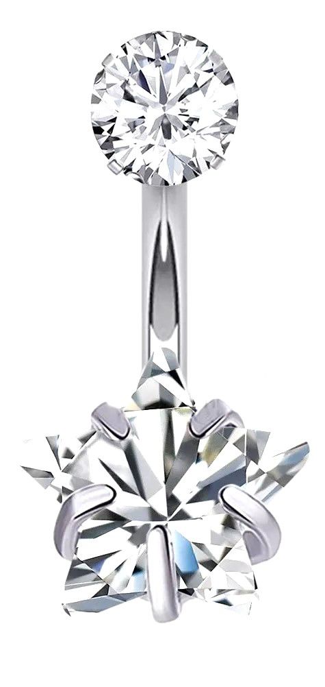 Piercing Para Umbigo Formato Estrela Dupla Titanio Biocompativel ...
