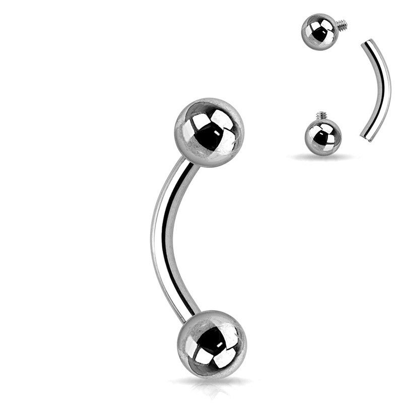 Piercing Barbell Curvo Com 02 Esferas Titanio | Pierce Boutique