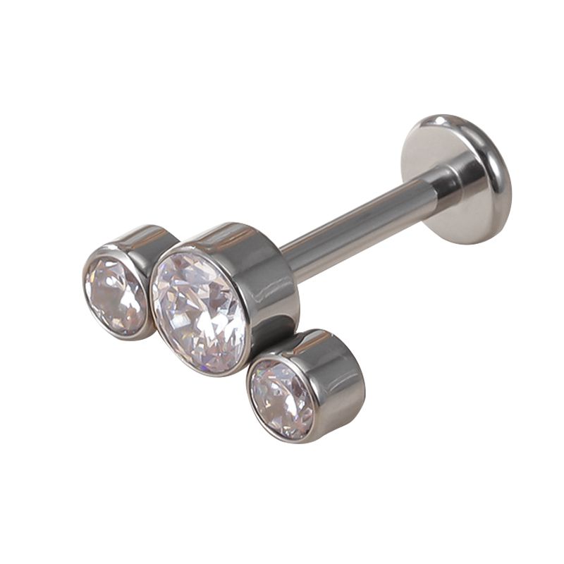 Piercing Com 03 Pedras CZ Encrustadas Redondas Titanio Polido | Pierce ...