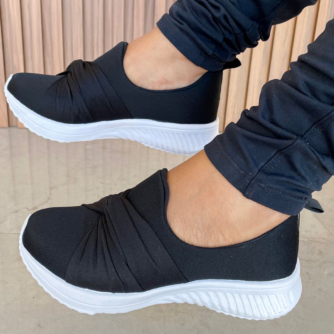 Tênis Slip On Confortável para Esporão - Preto | Pé Relax Sapatos ...