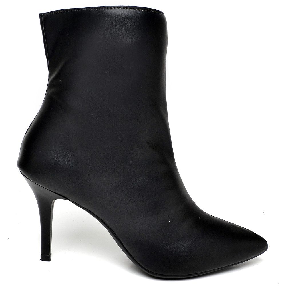 Bota Preta Salto Fino Médio Zíper Lateral | PLANET FRANCA