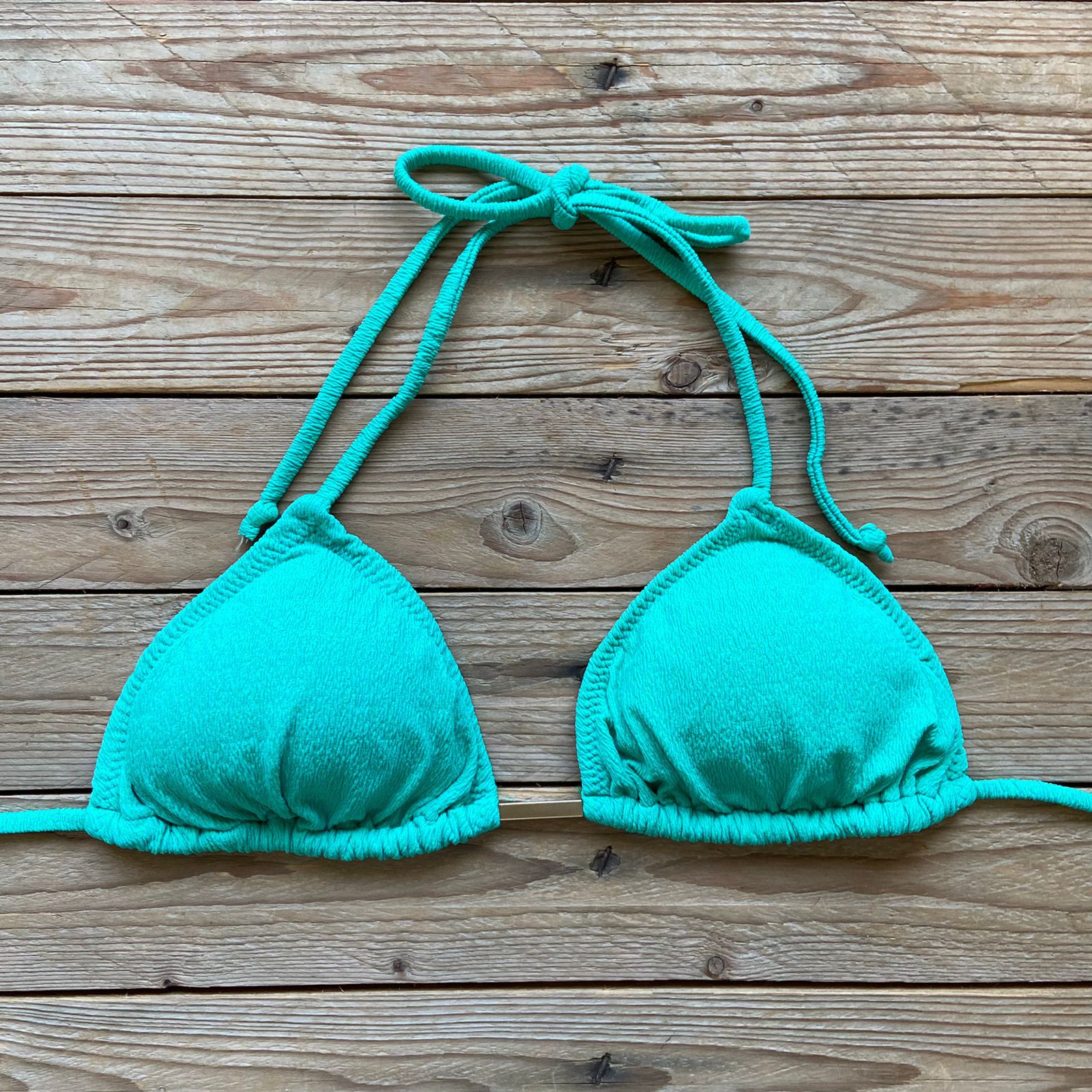Top Biquíni Cortininha Texturizado Verde Água | Praia Outlet