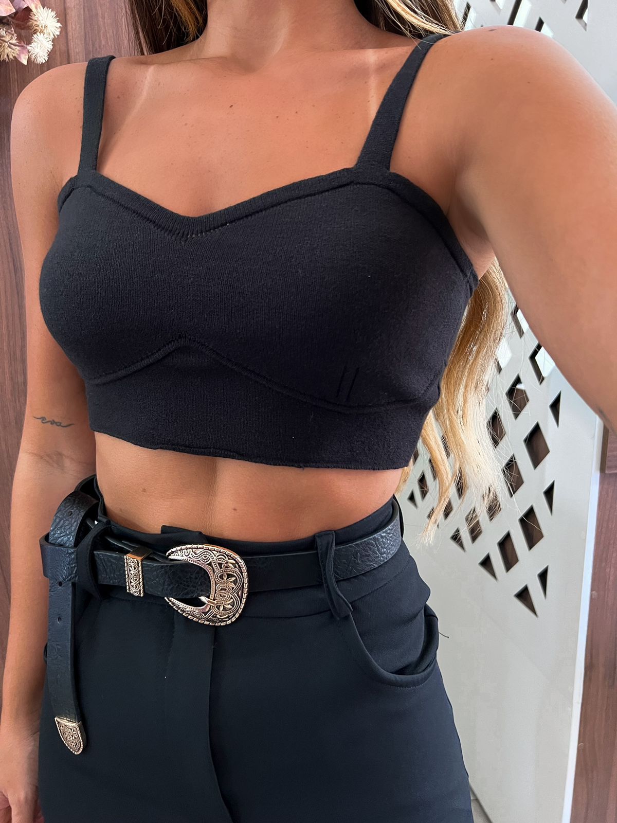 Top Tricot Basic Preto | Closet