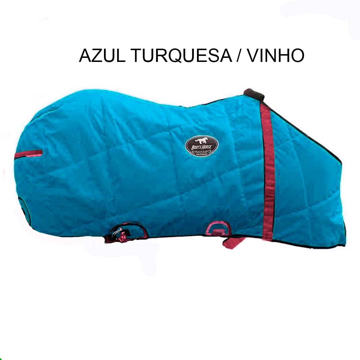 Capa de Frio Boots Horse Forrada Simples - Azul Turquesa / Vinho ...