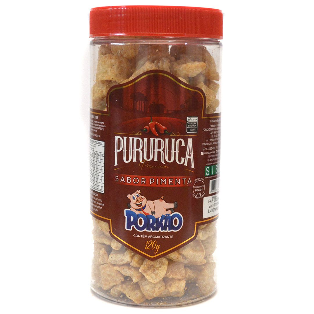 TORRESMO PURURUCA PORKÃO PREMIUM COM PIMENTA 120 GRAMAS | Vim da Canastra