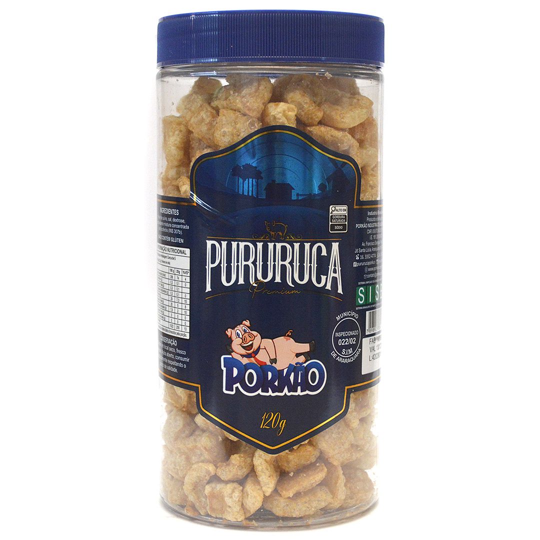 TORRESMO PURURUCA PORKÃO PREMIUM TRADICIONAL 120 GRAMAS | Vim da Canastra