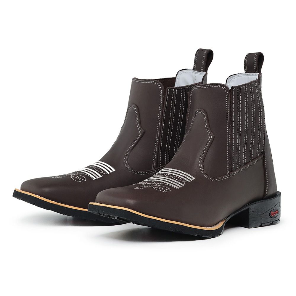 Botina Texana Masculina Café Prata | Ramon Botas