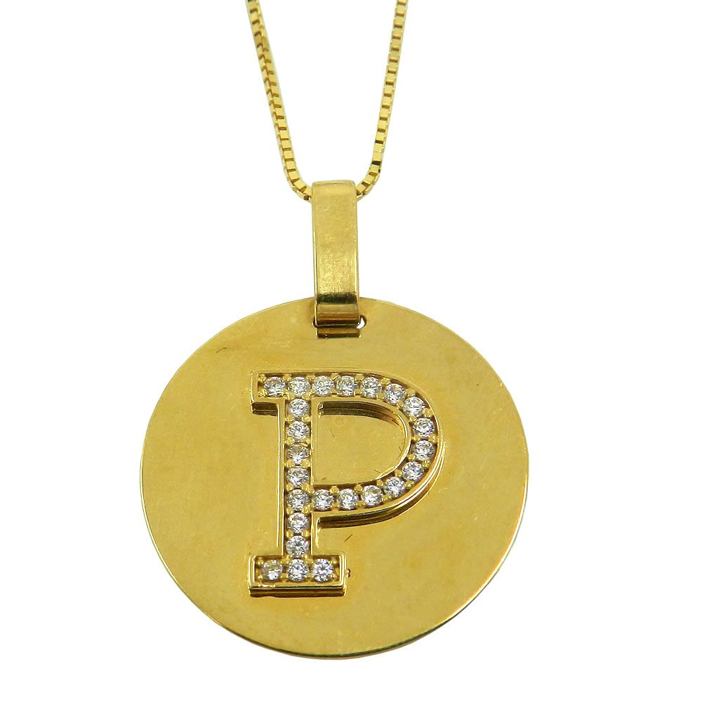 Pingente Letra em Ouro 18k com Zircônias + Frete Grátis | RDJ Joias