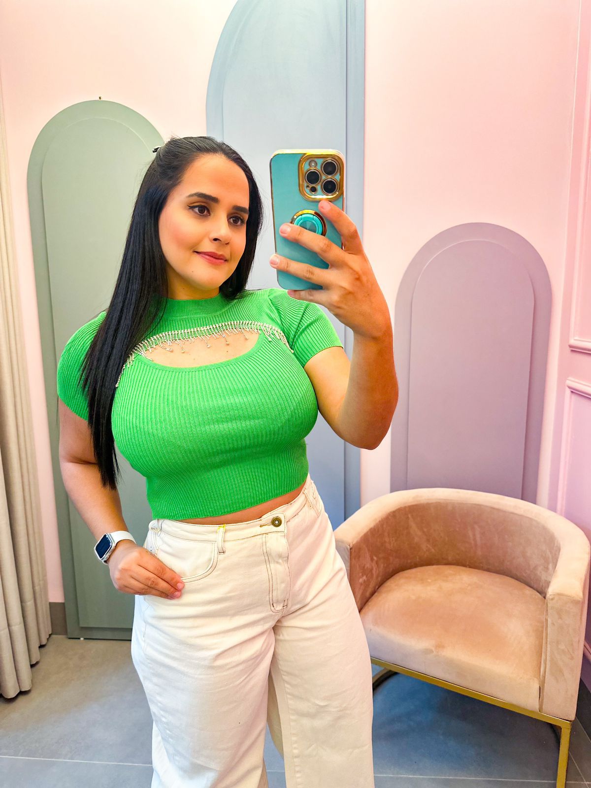 Tricot Franja verde | Rebeca Azevedo