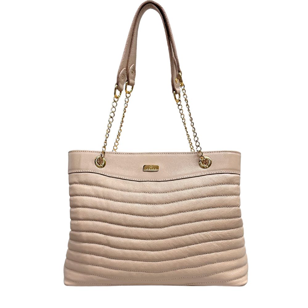 Bolsa Bege Tote Couro Grande | SAGIAN