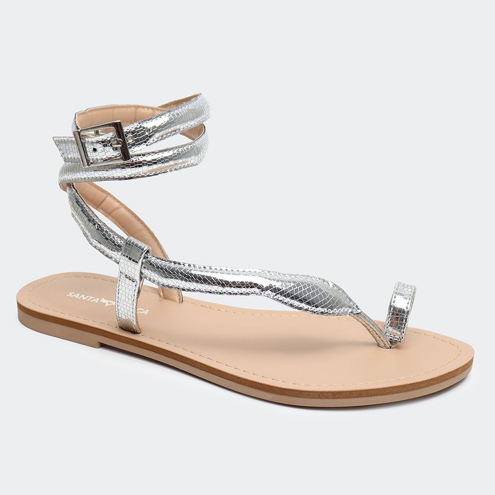 Rasteira Santa Moça Snake Prata | SANTA MOCA