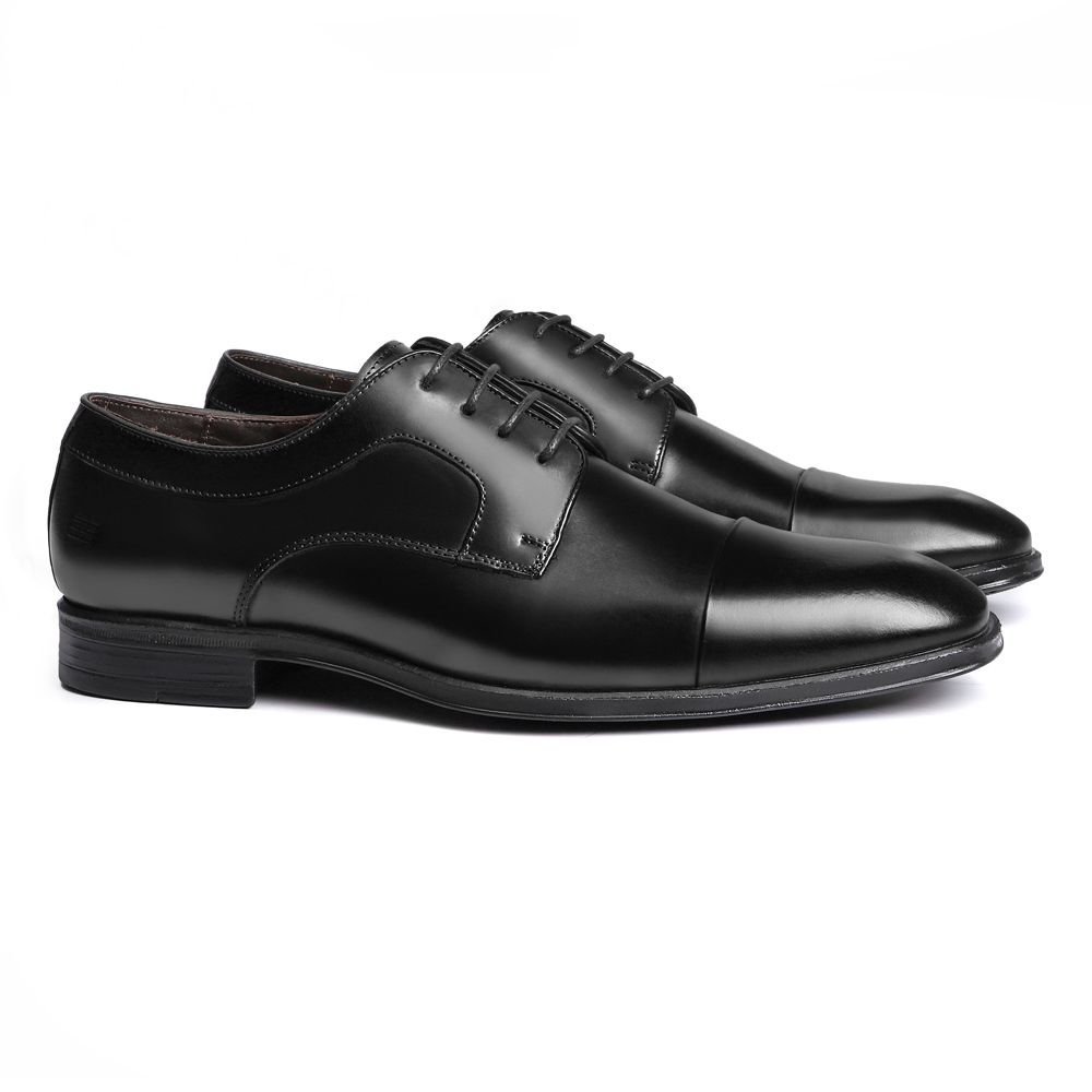 Sapato Derby Masculino Social Em Couro Preto | SERGIO`S