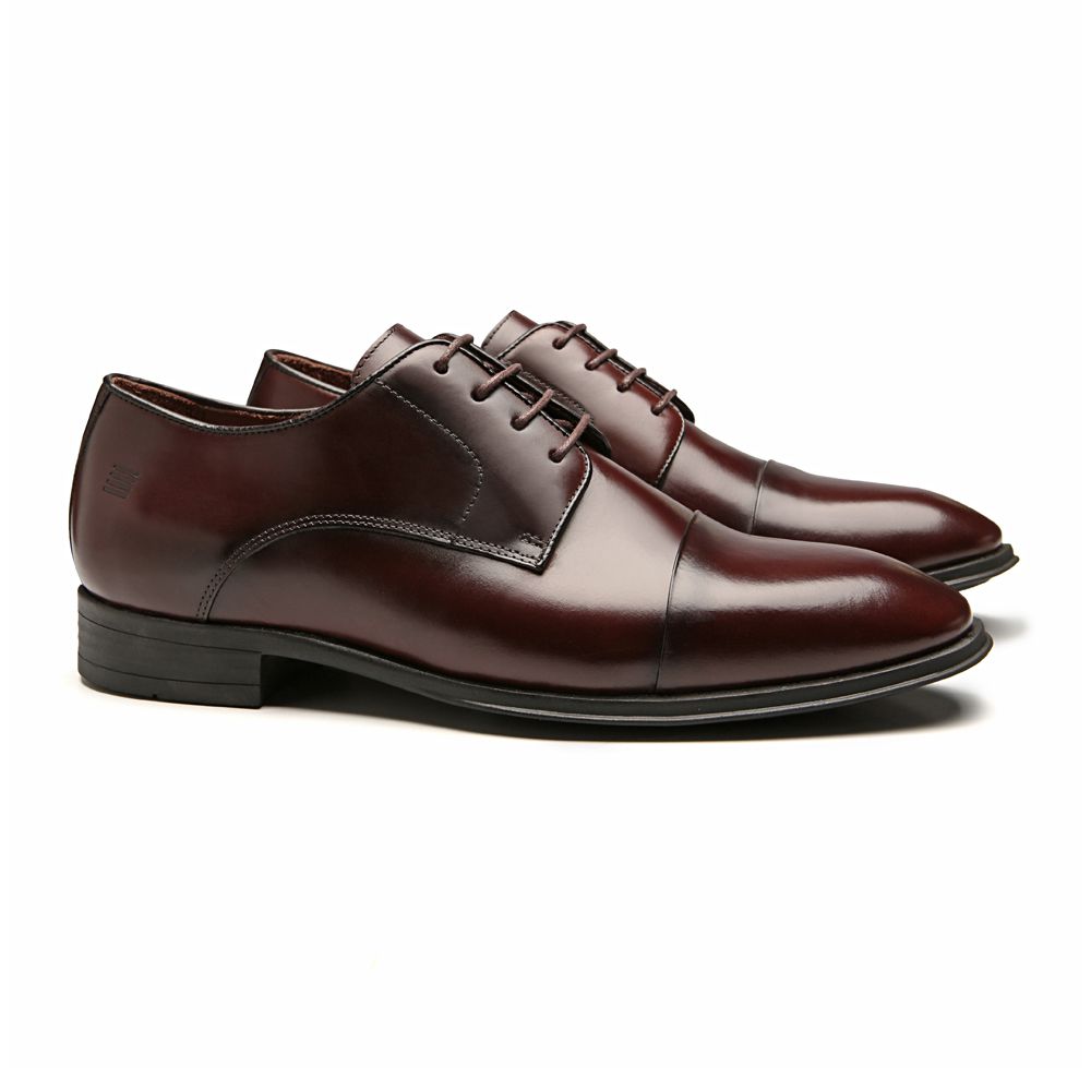 SAPATO DERBY MASCULINO SOCIAL EM COURO MARROM COM CONFORTO | SERGIO`S