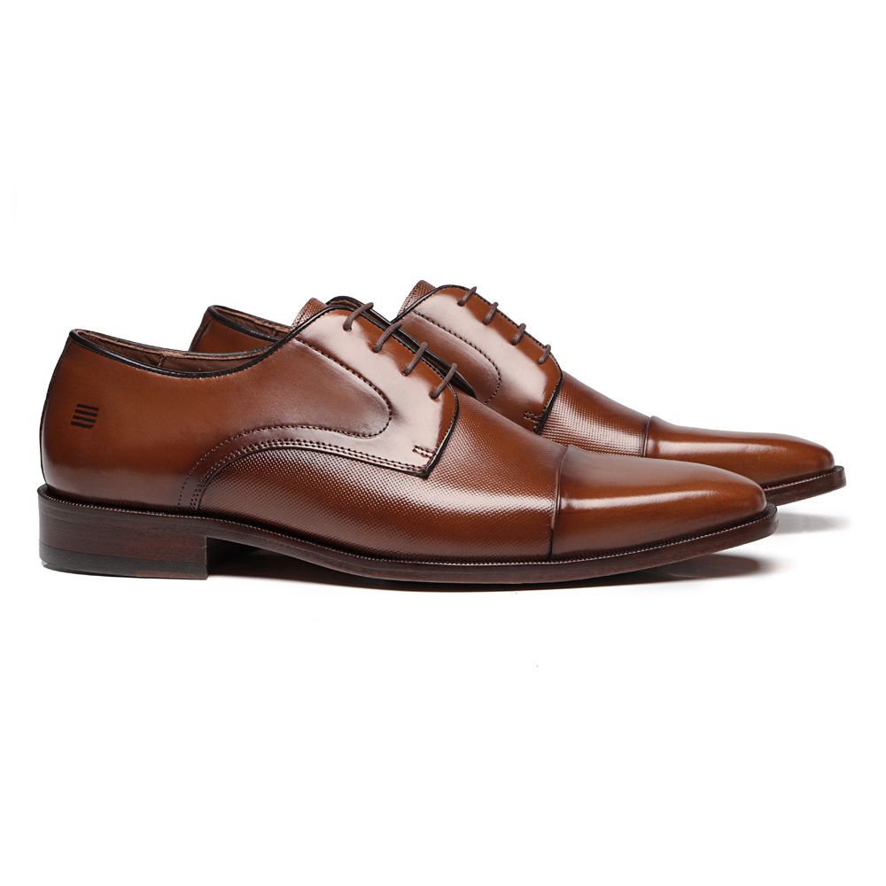 SAPATO DERBY MASCULINO SOCIAL EM COURO MARROM COM CONFORTO | SERGIO`S