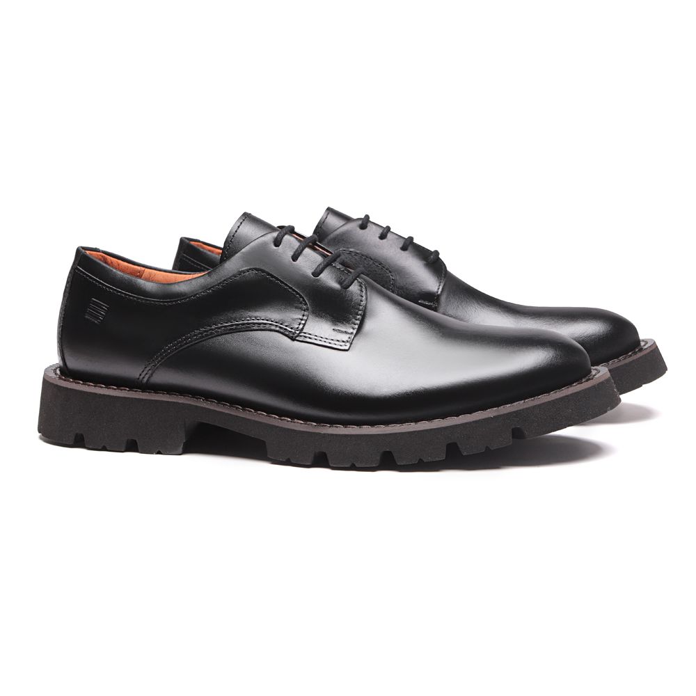 SAPATO NICO DERBY MASCULINO CASUAL EM COURO PRETO | SERGIO`S