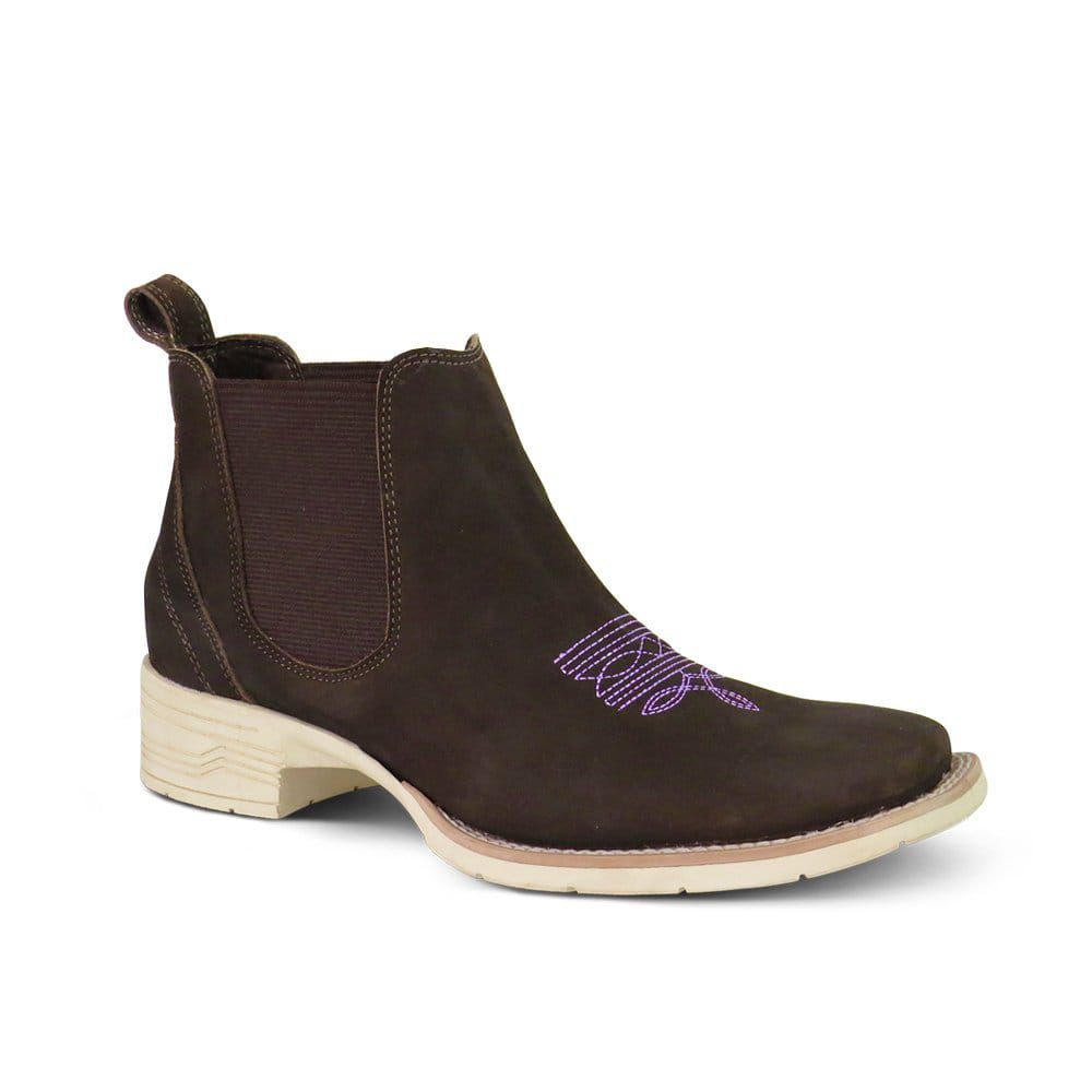 Botina Feminina Conforto Couro Nobuck Chocolate | SILVERADO BOTAS