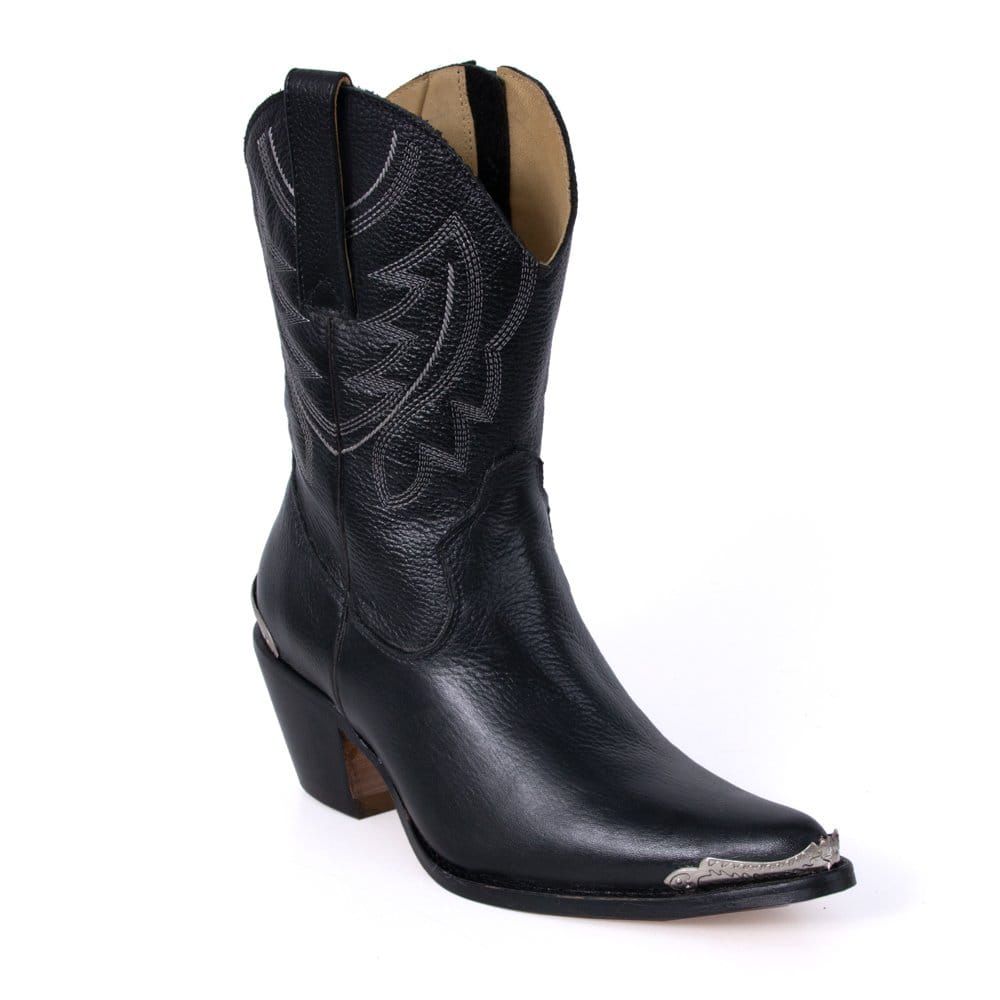 Bota Texana Feminina Couro Dallas Preto com Biqueira - Silverado Botas ...