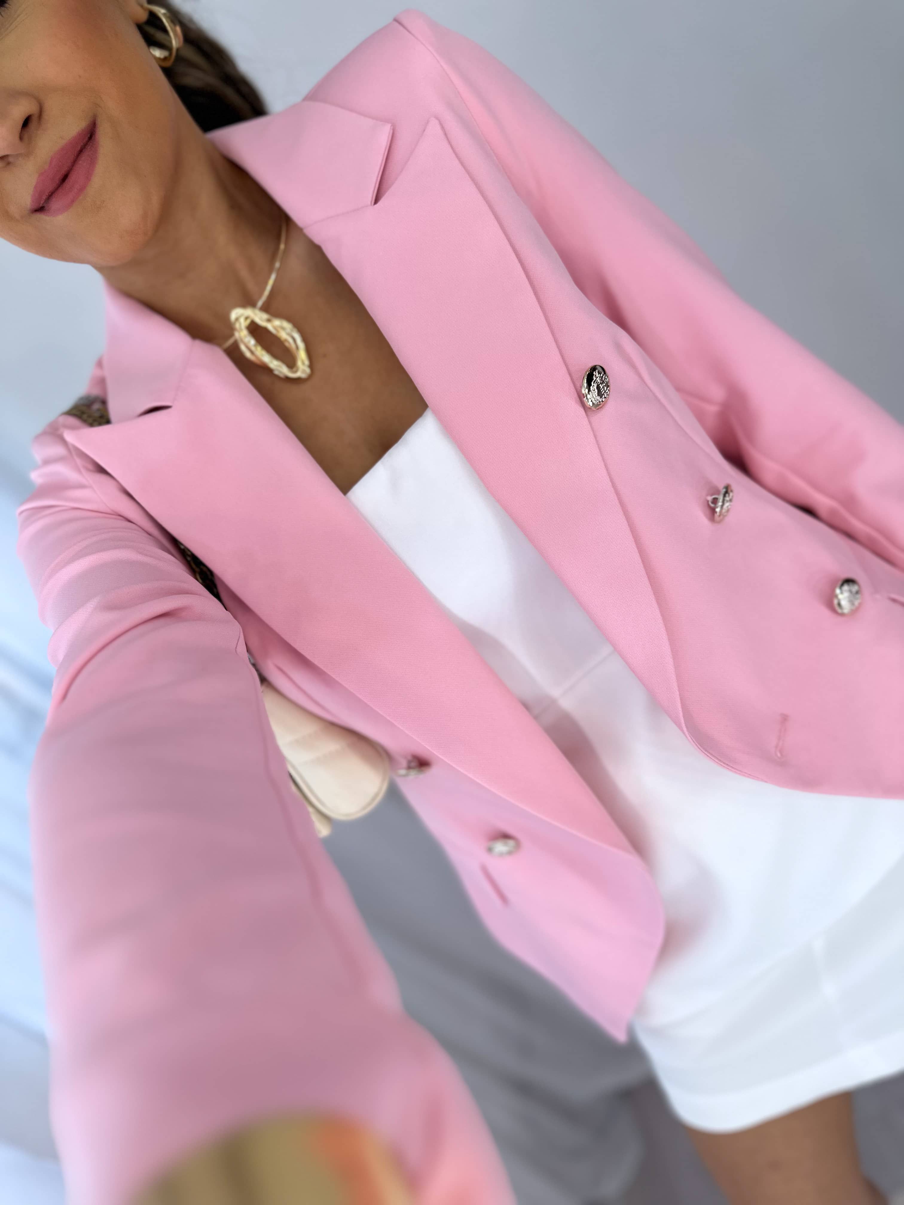 Blazer Inspiração Balmain Rosa Bebê | SUBLIME