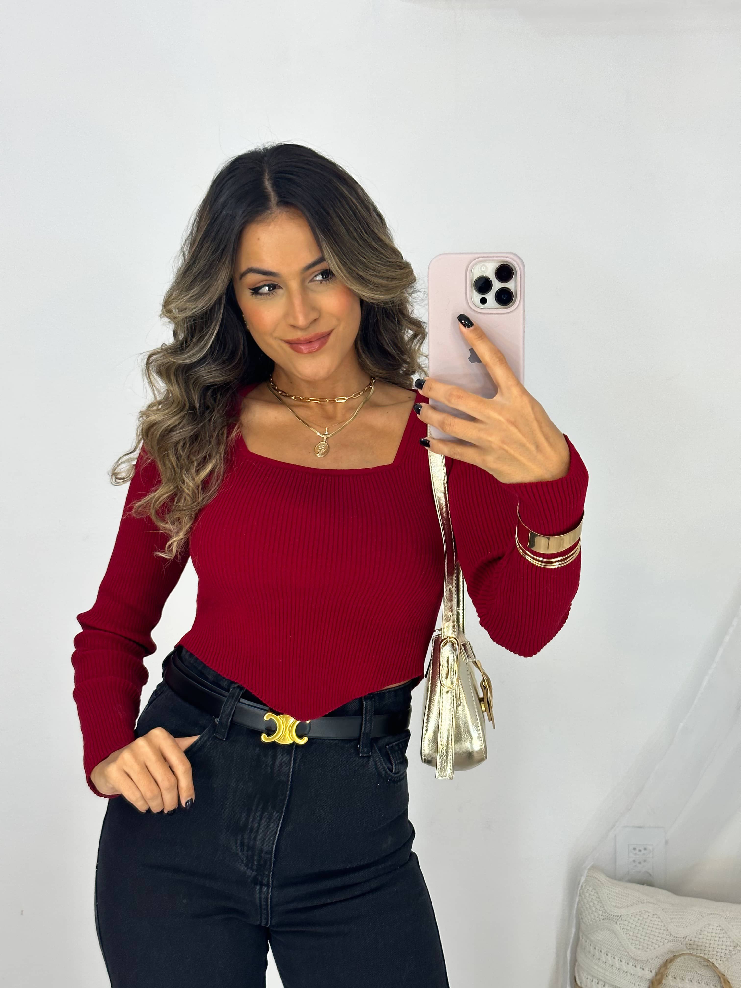 Blusa Canelada Cherry Pame | SUBLIME